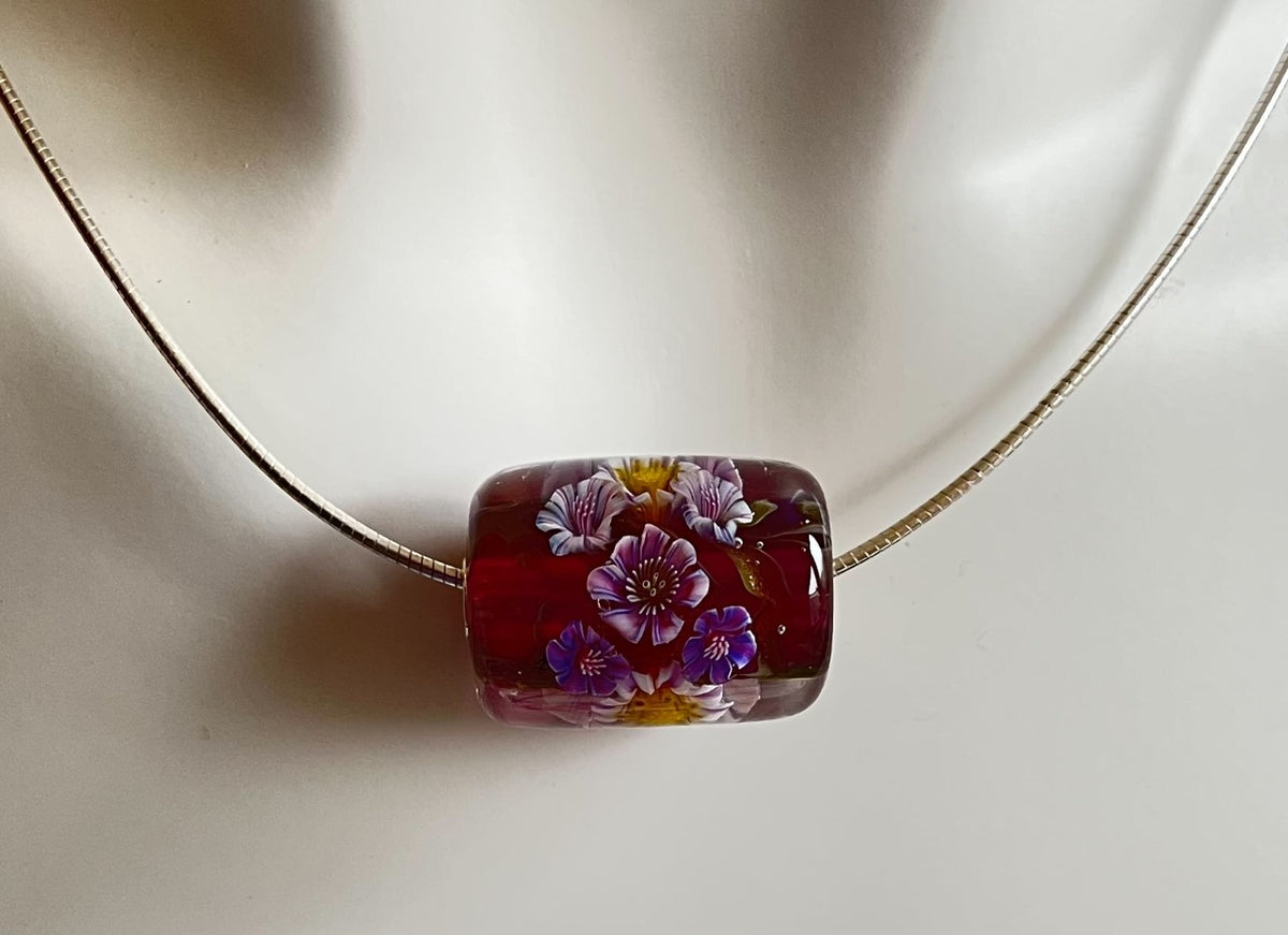 Deep Pink Small Barrel with Sterling Silver Caps – Carol Savage Glass